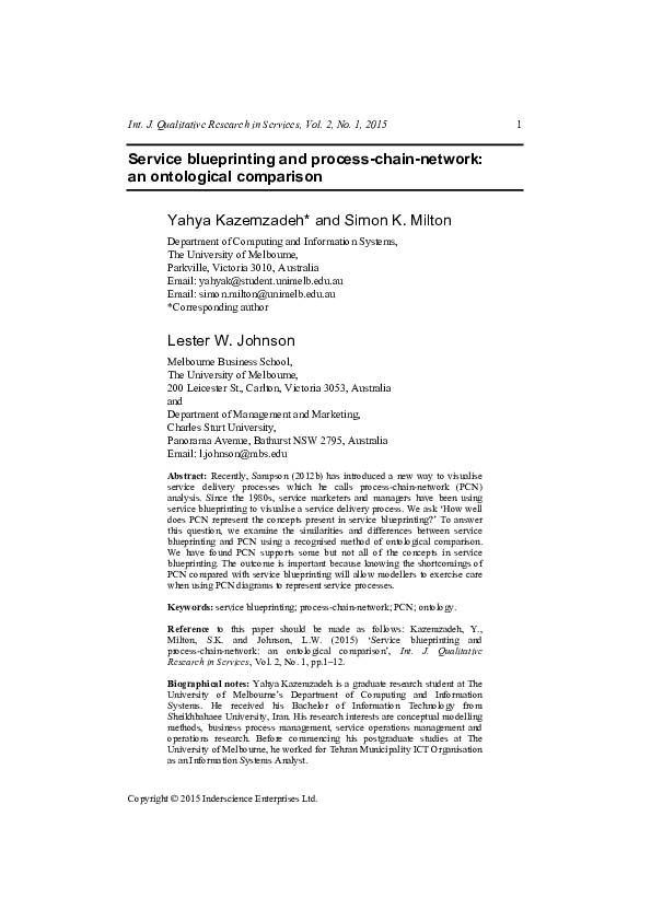 (PDF) Service blueprinting and process-chain-network: an ontological ...