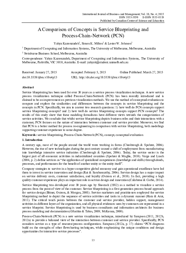 (PDF) A Comparison of Concepts in Service Blueprinting and Process ...