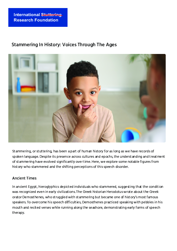 (PDF) Stammering In History: Voices Through The Ages