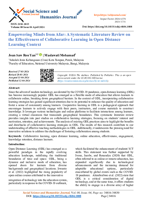 (PDF) Empowering Minds from Afar: A Systematic Literature Review on the Effectiveness of ...
