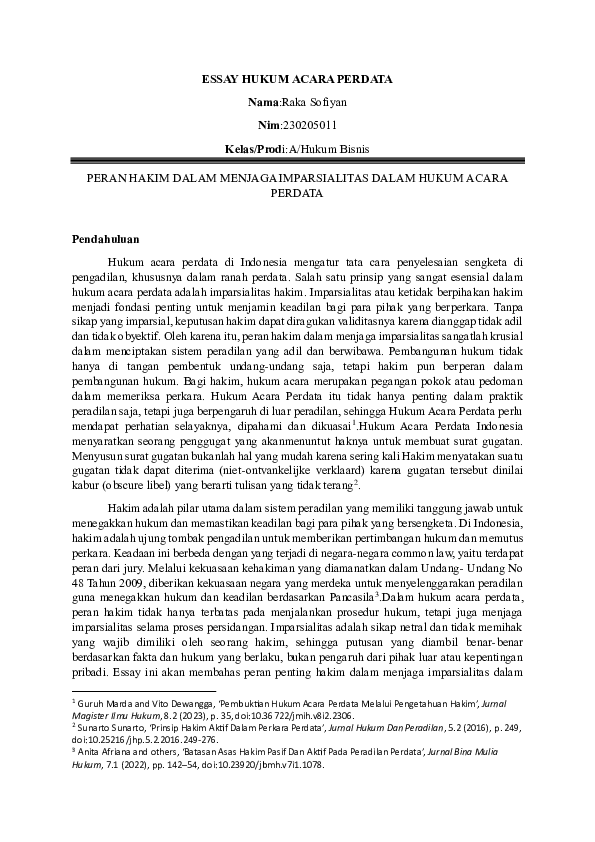 (PDF) ESSAY HUKUM ACARA PERDATA Nama:Raka Sofiyan Nim:230205011 Kelas ...