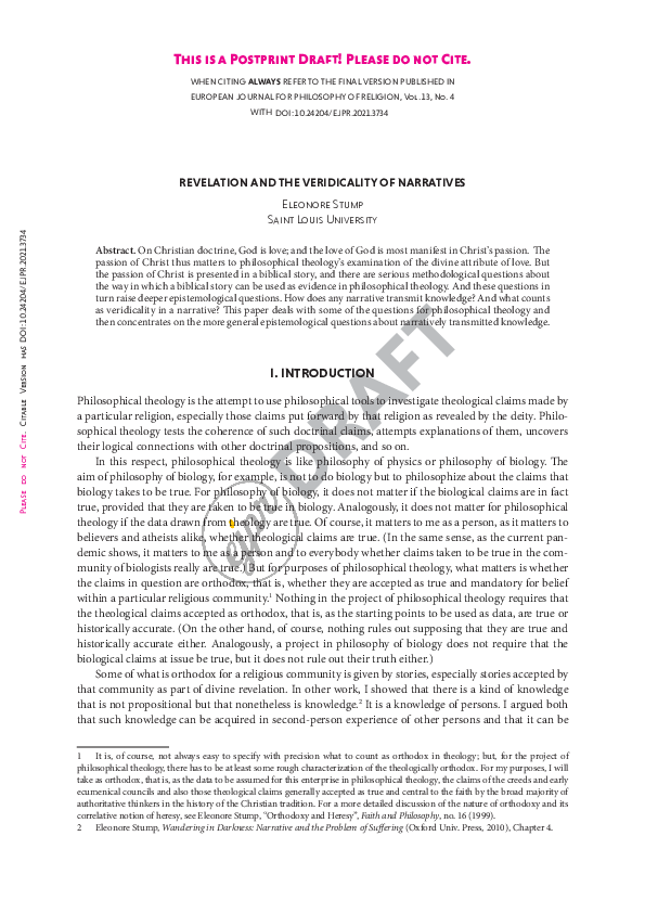 (PDF) Revelation and the Veridicality of Narratives