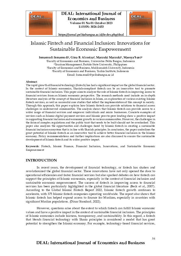 (PDF) Islamic Fintech and Financial Inclusion: Innovations for ...