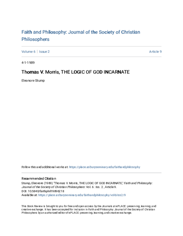 (PDF) The Logic of God Incarnate