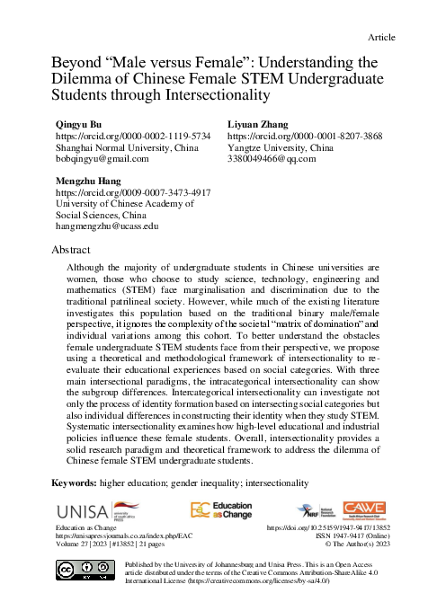 (PDF) Beyond “Male versus Female”: Understanding the Dilemma of Chinese ...