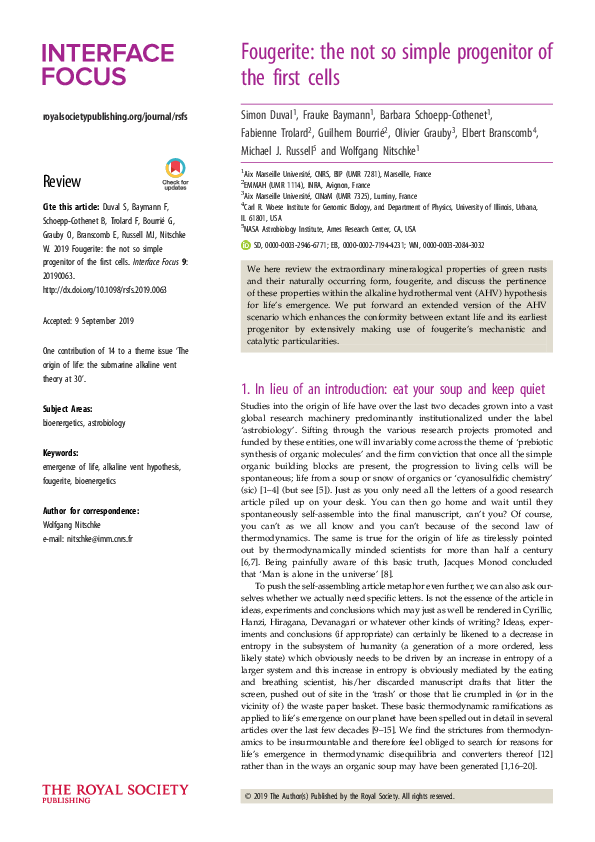 (PDF) Fougerite: the not so simple progenitor of the first cells ...