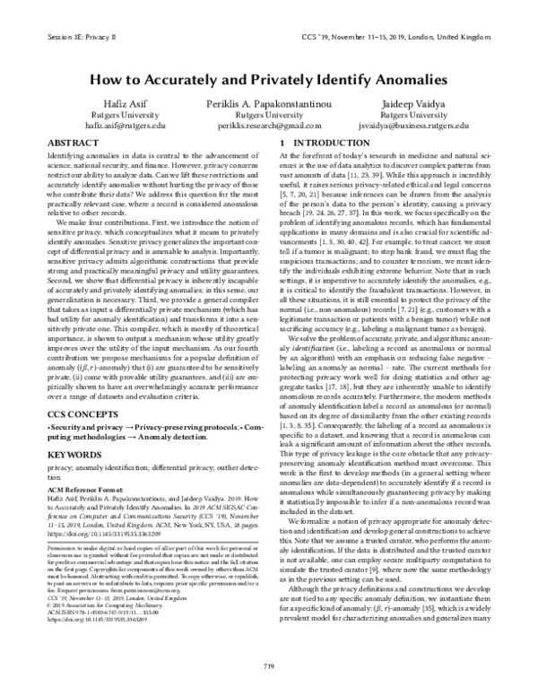 (PDF) How to Accurately and Privately Identify Anomalies