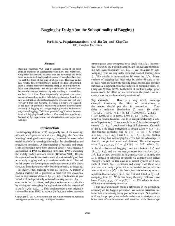 (PDF) Bagging by Design (on the Suboptimality of Bagging) | Periklis ...