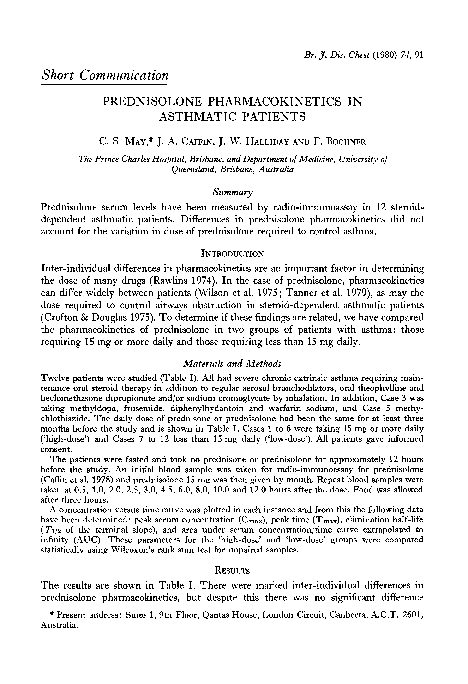 (PDF) Prednisolone pharmacokinetics in asthmatic patients