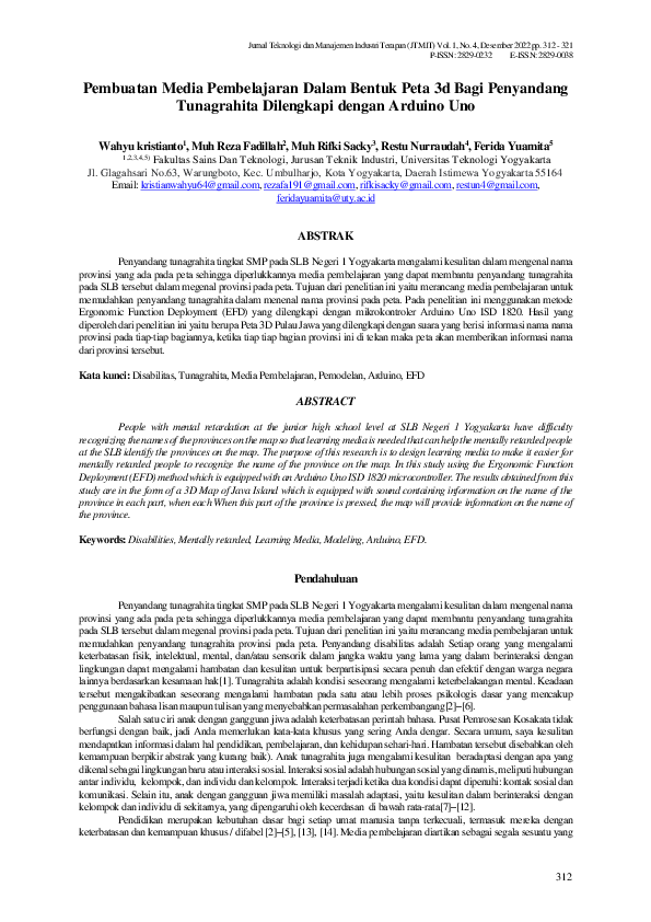 (PDF) Pembuatan Media Pembelajaran Dalam Bentuk Peta 3D Bagi Penyandang Tunagrahita Dilengkapi ...