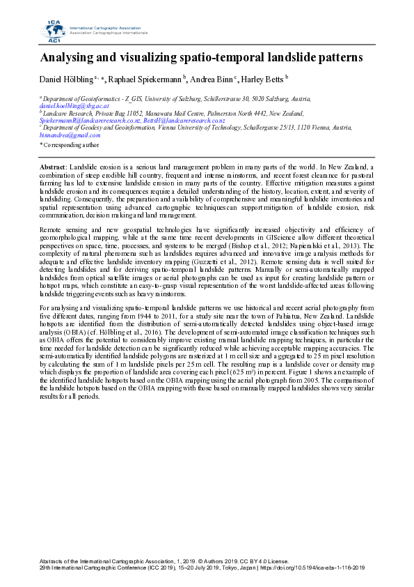 (PDF) Analysing and visualizing spatio-temporal landslide patterns