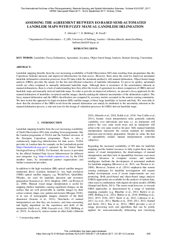 Pdf Assessing The Agreement Between Eo Based Semi Automated Landslide Maps With Fuzzy Manual