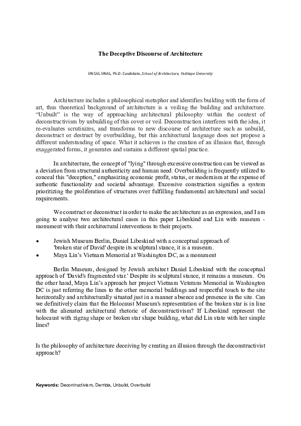 (PDF) The Deceptive Discourse of Architecture