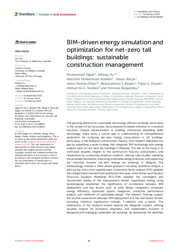 (PDF) BIM-driven energy simulation and optimization for net-zero tall ...