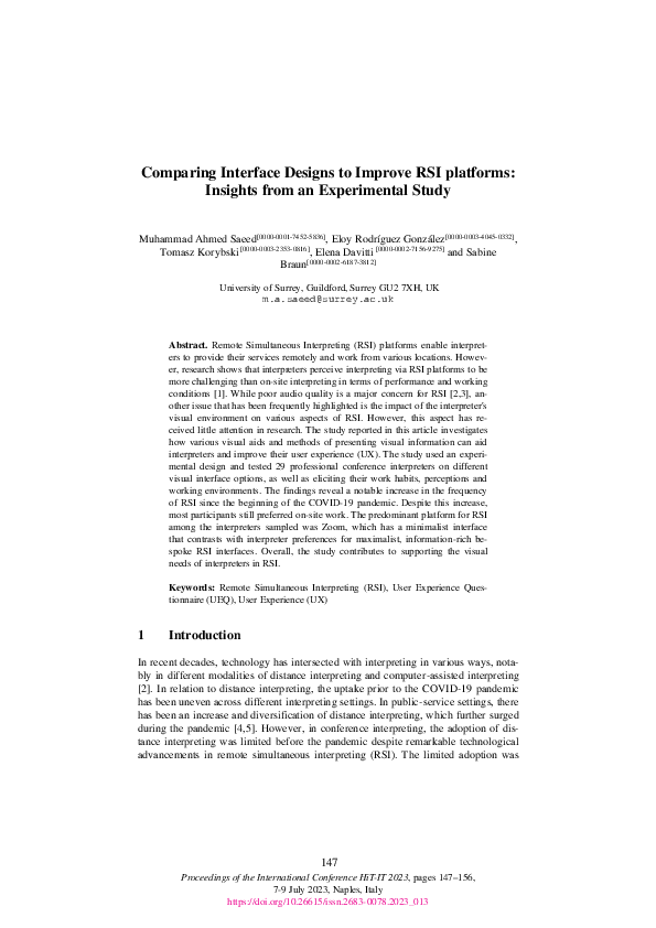 (PDF) Comparing Interface Designs to Improve RSI platforms: Insights ...