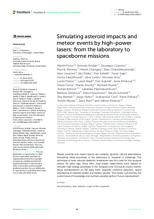 (PDF) Simulating asteroid impacts and meteor events by high-power ...
