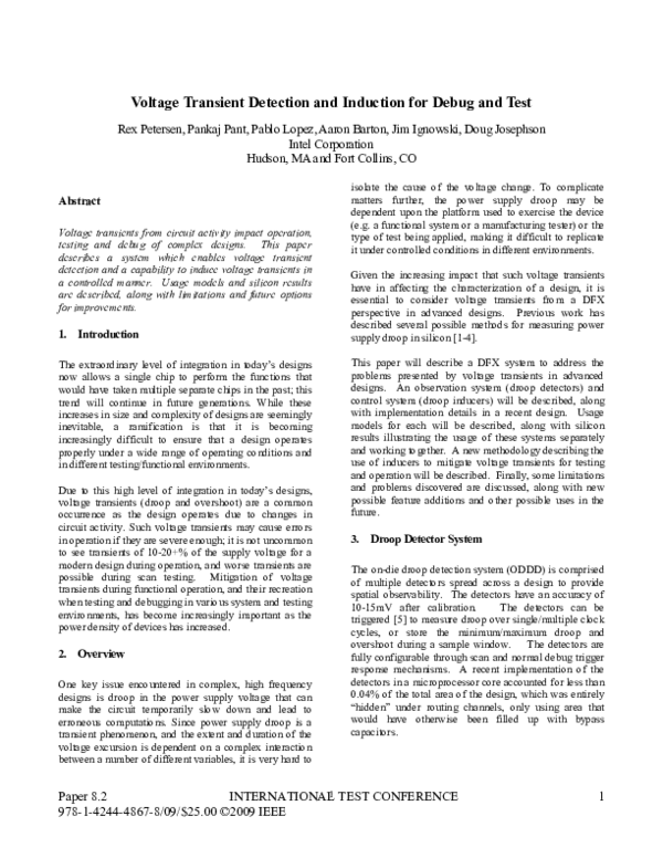 (PDF) Voltage transient detection and induction for debug and test