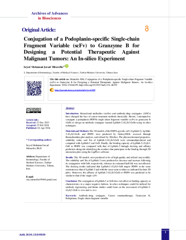 (PDF) Original Article: Conjugation of a Podoplanin-specific Single ...