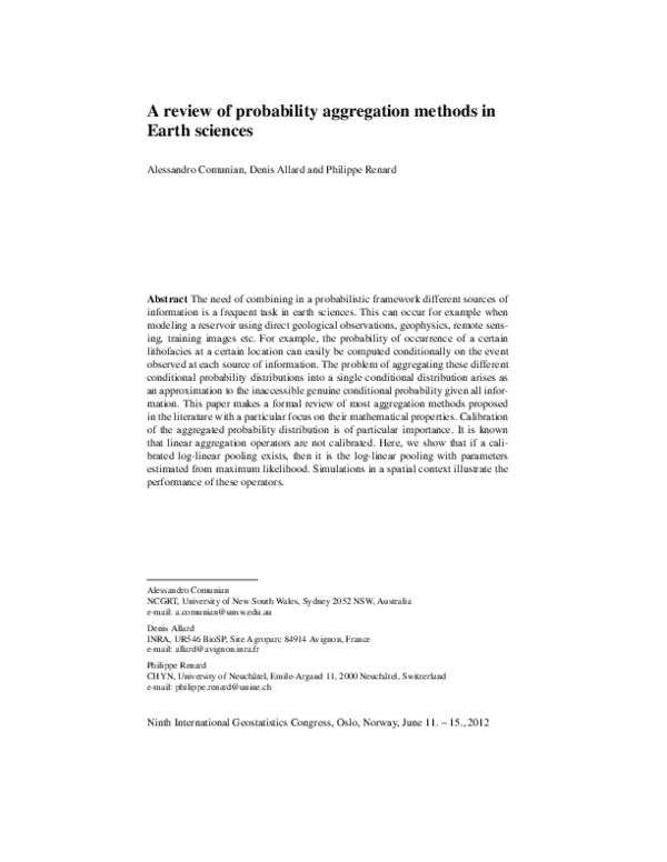 (PDF) A review of probability aggregation methods in Earth sciences