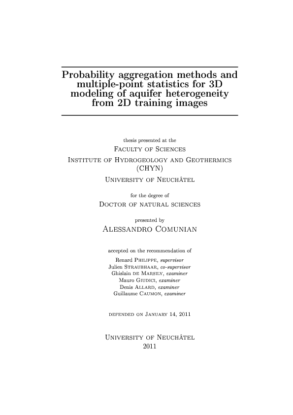 (PDF) Probability aggregaton methods and multiple-point statistics for 3D modeling of aquifer ...