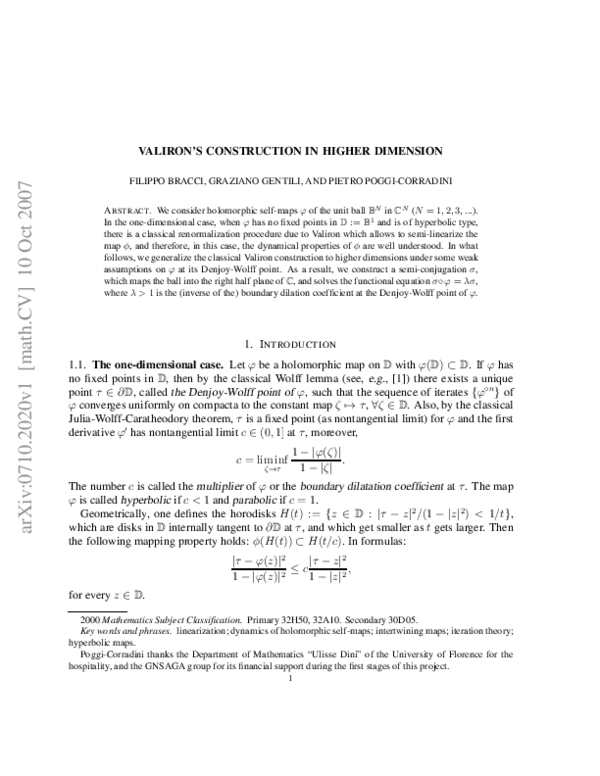 (PDF) Valiron's construction in higher dimension