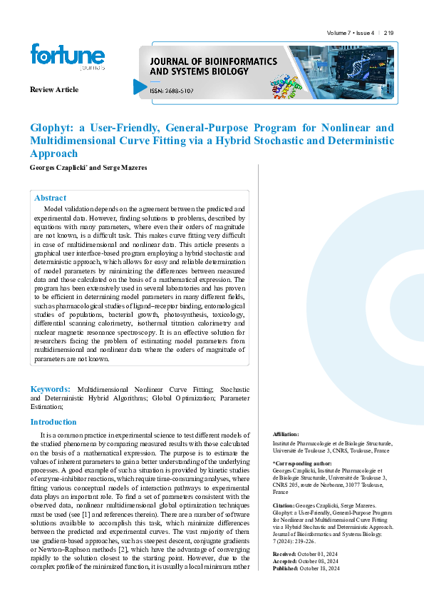 (PDF) Glophyt: a User-Friendly, General-Purpose Program for Nonlinear and Multidimensional Curve ...