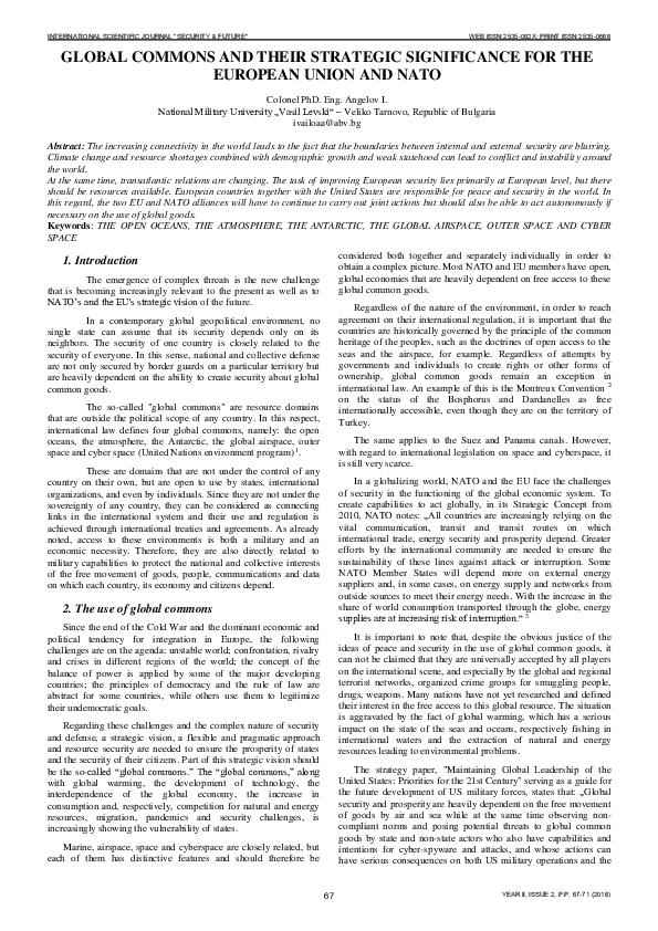 (PDF) Global commons and their strategic significance for the European ...