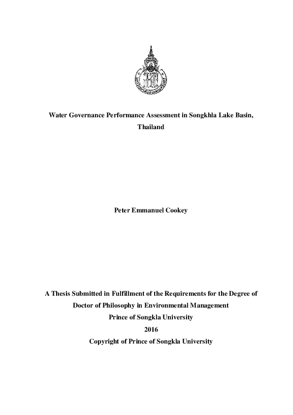 (PDF) Water governance performance assessment in Songkhla Lake Basin ...