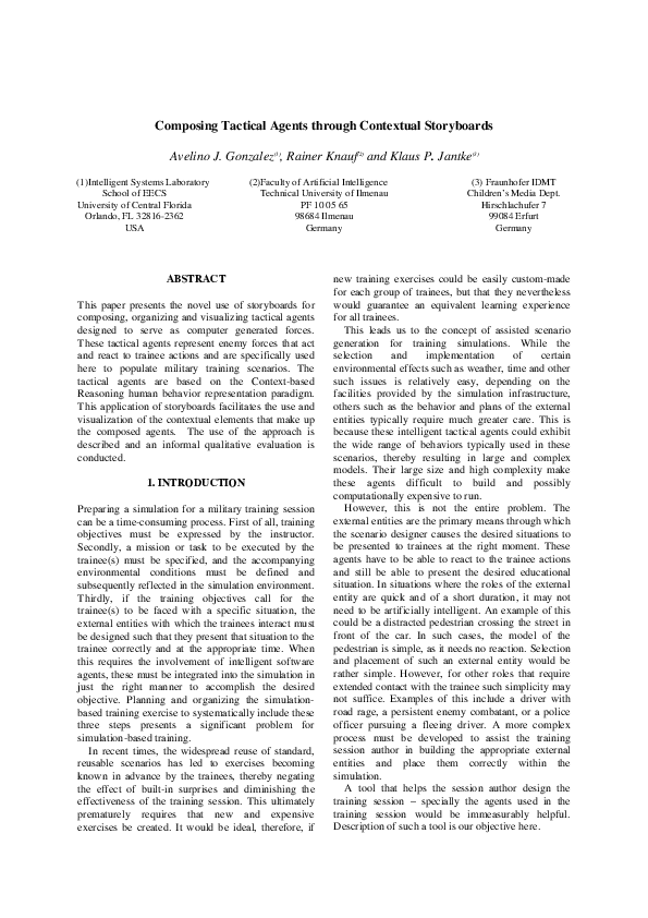 (PDF) Composing tactical agents through contextual storyboards
