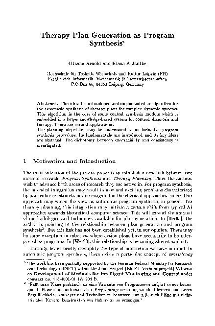 (PDF) Therapy plan generation as program synthesis