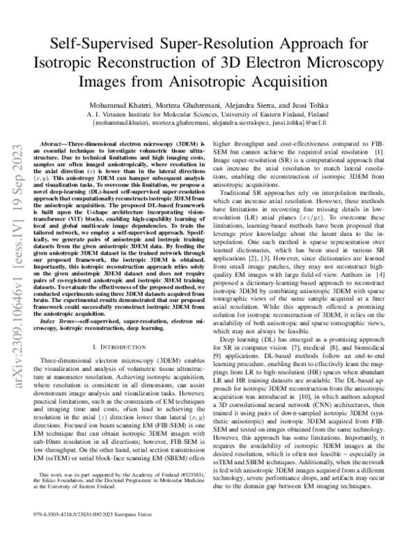 (PDF) Self-Supervised Super-Resolution Approach for Isotropic Reconstruction of 3D Electron ...
