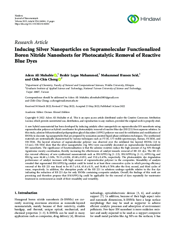 (PDF) Inducing Silver Nanoparticles on Supramolecular Functionalized ...