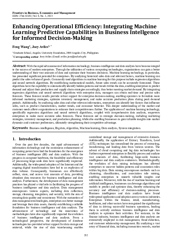 (PDF) Enhancing Operational Efficiency: Integrating Machine Learning Predictive Capabilities in ...