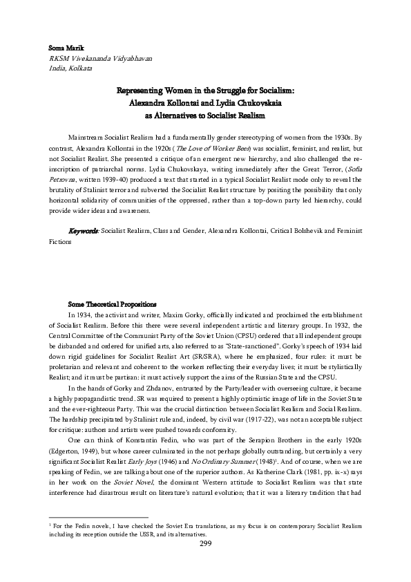 (PDF) Representing Women in the Struggle for Socialism: Alexandra ...