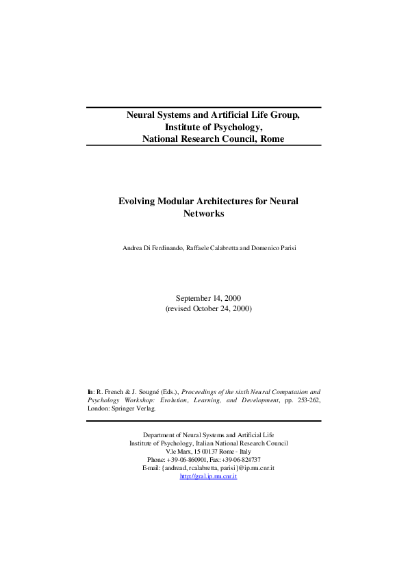 (PDF) Evolving Modular Architectures for Neural Networks
