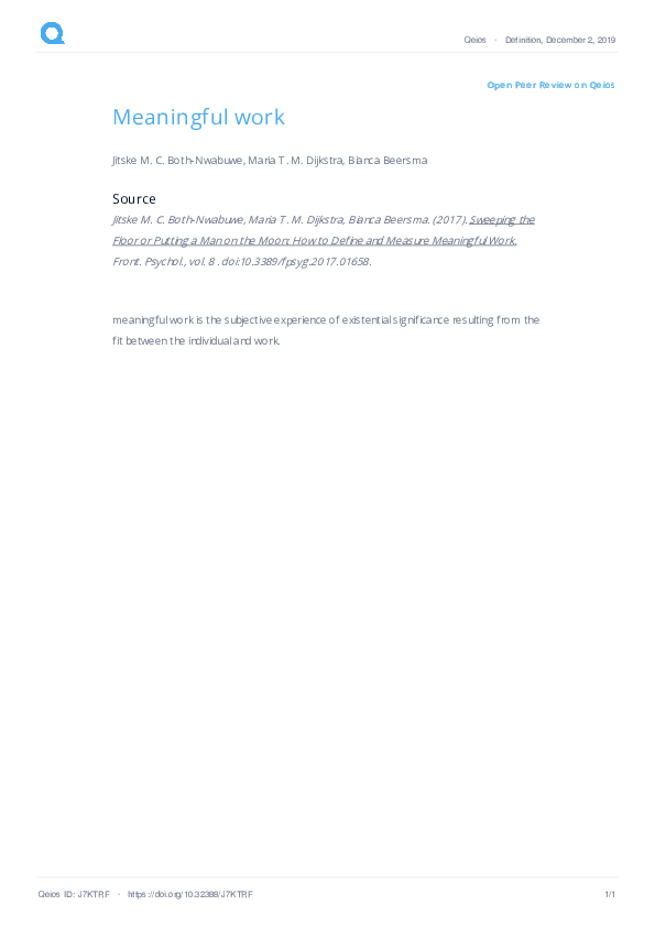 (PDF) Meaningful work