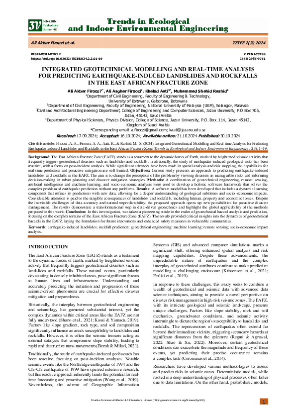 (PDF) Integrated Geotechnical Modelling and Real-time Analysis for Predicting Earthquake-Induced ...