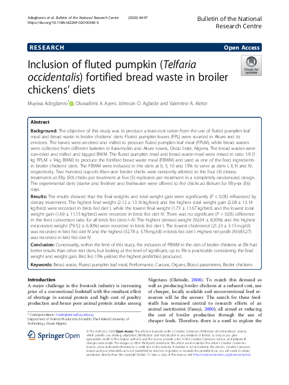 (PDF) Inclusion of fluted pumpkin (Telfaria occidentalis) fortified ...