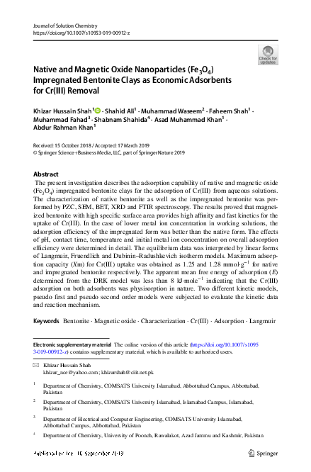 (PDF) Native and Magnetic Oxide Nanoparticles (Fe3O4) Impregnated ...