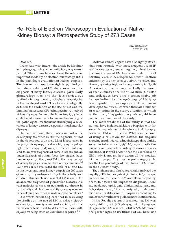 (PDF) Re: Role of electron microscopy in evaluation of native kidney ...