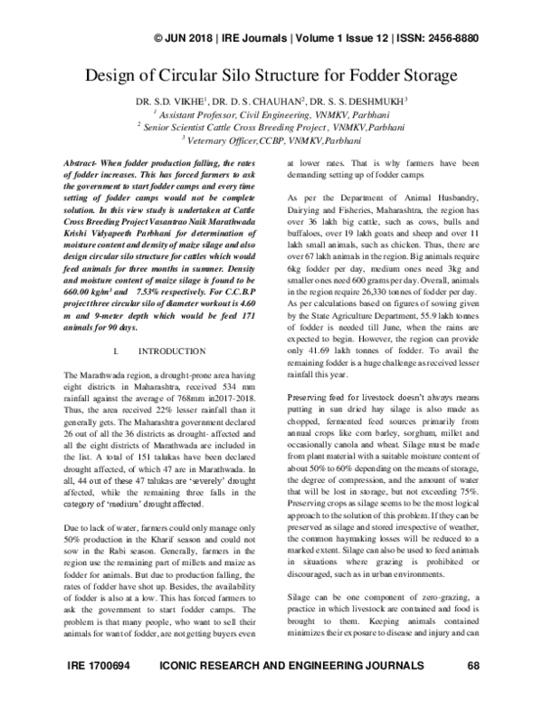 (PDF) Design of Circular Silo Structure for Fodder Storage