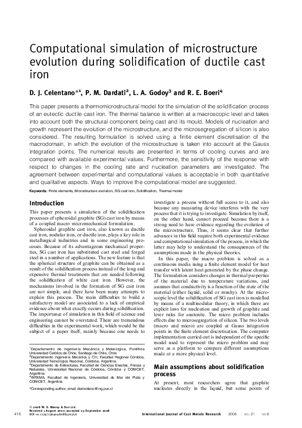 (PDF) Computational simulation of microstructure evolution during solidification of ductile cast ...