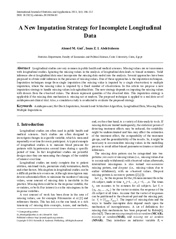 (PDF) A New Imputation Strategy for Incomplete Longitudinal Data