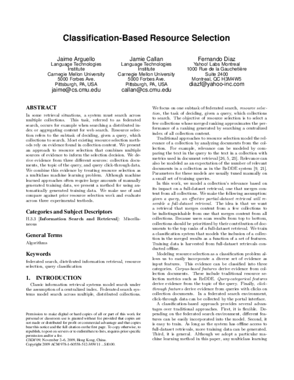(PDF) Classification-based resource selection