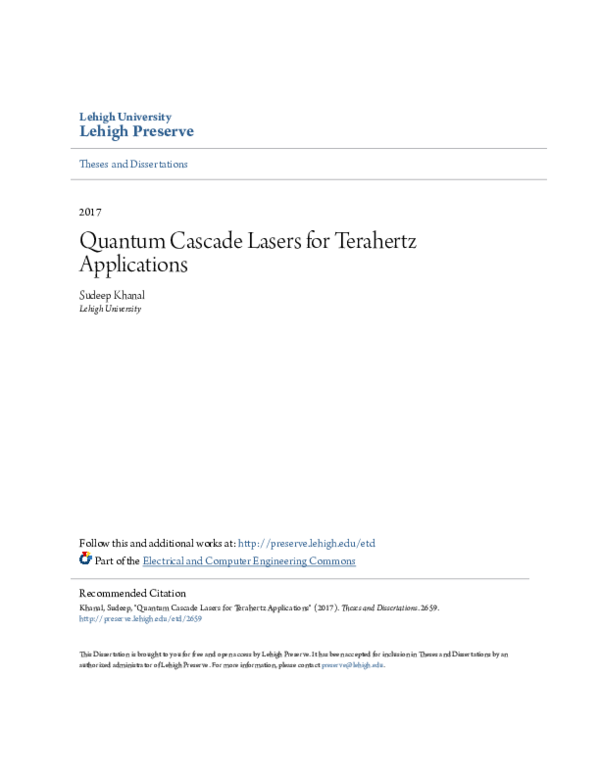 (PDF) Quantum Cascade Lasers for Terahertz Applications