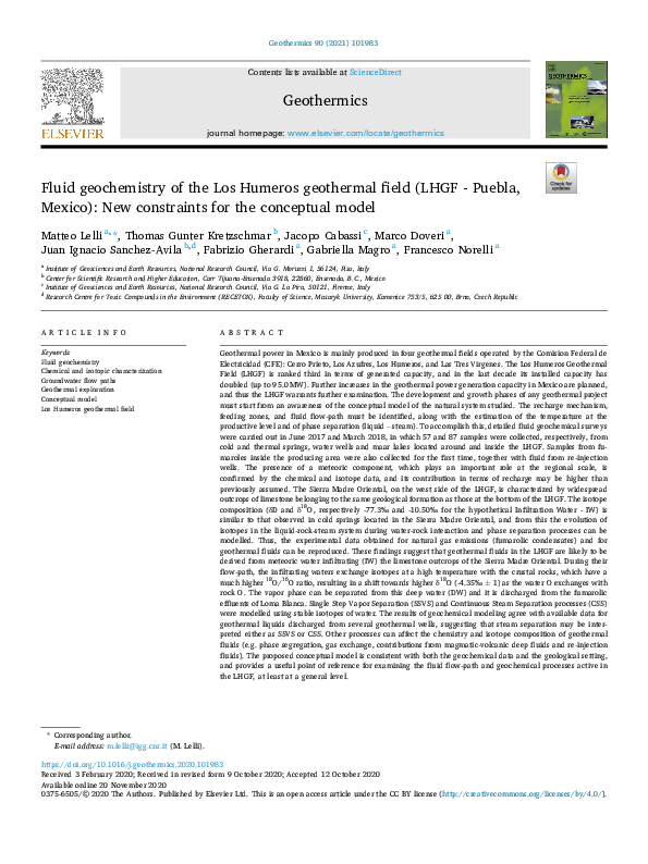 (PDF) Fluid geochemistry of the Los Humeros geothermal field (LHGF ...