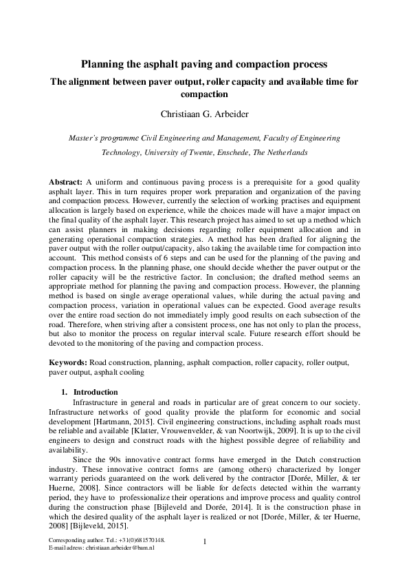 (PDF) Planning the asphalt paving and compaction process The alignment ...