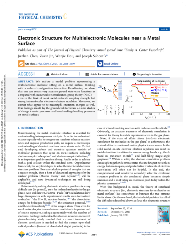 (PDF) Electronic Structure for Multielectronic Molecules near a Metal ...
