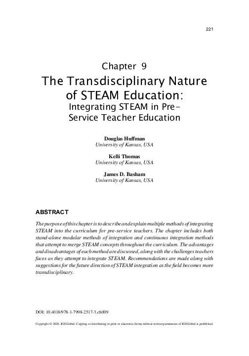 (PDF) The Transdisciplinary Nature of STEAM Education