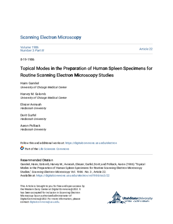 (PDF) Topical modes in the preparation of human spleen specimens for ...